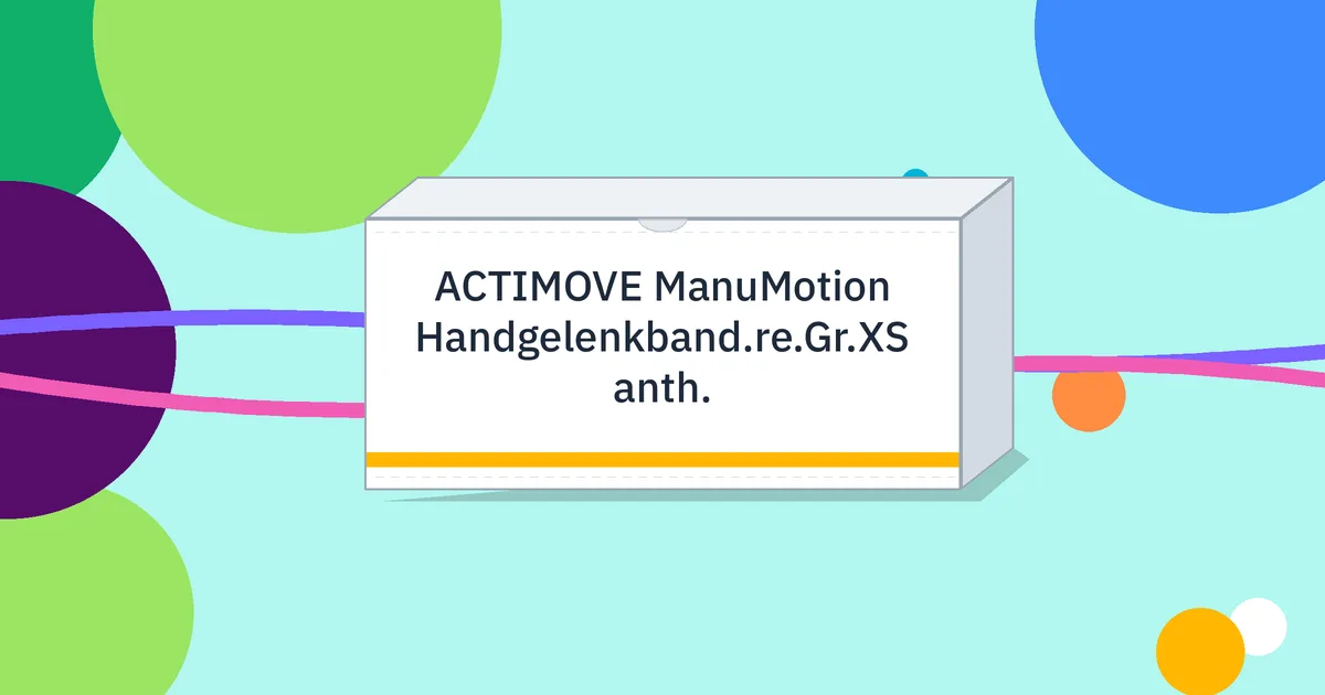 Symbolbild: Packung mit der Aufschrift ACTIMOVE ManuMotion Handgelenkband.re.Gr.XS anth. (PZN 17948306) – Verfügbarkeit und Bezug in Apotheken in Frankfurt am Main
