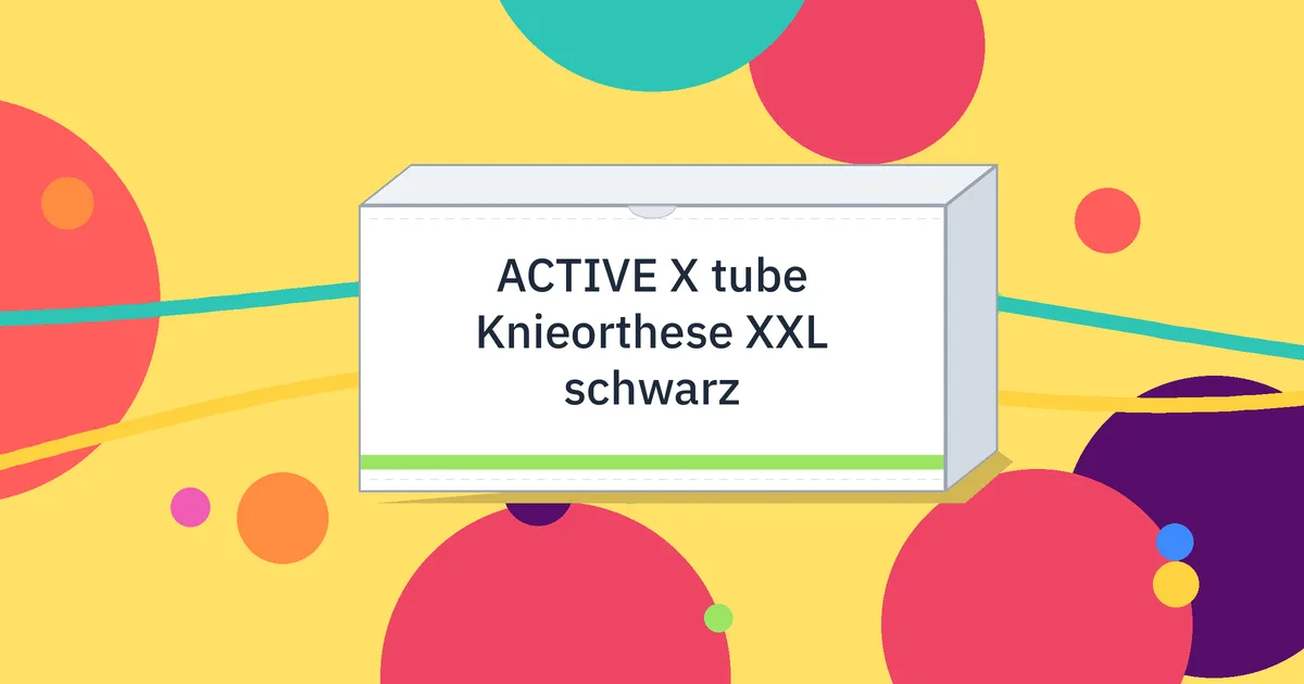 Symbolbild: Packung mit der Aufschrift ACTIVE X tube Knieorthese XXL schwarz (PZN 11557786) – Verfügbarkeit und Bezug in Apotheken in Frankfurt am Main