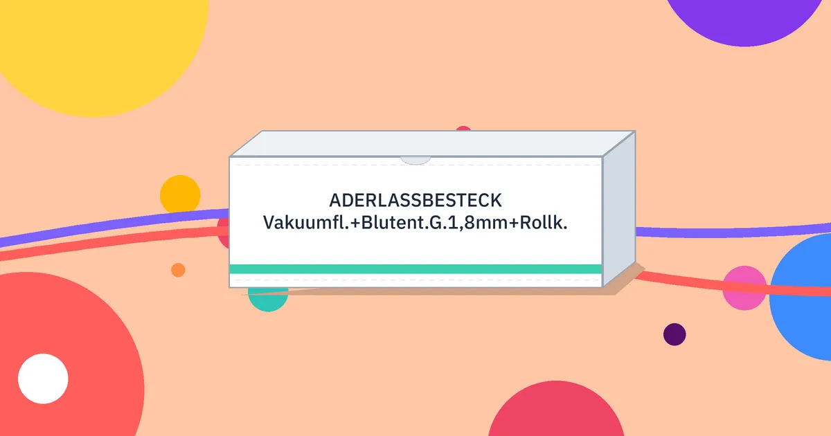 Symbolbild: Packung mit der Aufschrift ADERLASSBESTECK Vakuumfl.+Blutent.G.1,8mm+Rollk. (PZN 08841710) – Verfügbarkeit und Bezug in Apotheken in Frankfurt am Main