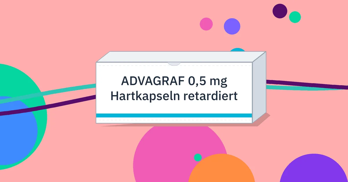 Symbolbild: Packung mit der Aufschrift ADVAGRAF 0,5 mg Hartkapseln retardiert (PZN 15619768) – Verfügbarkeit und Bezug in Apotheken in Frankfurt am Main