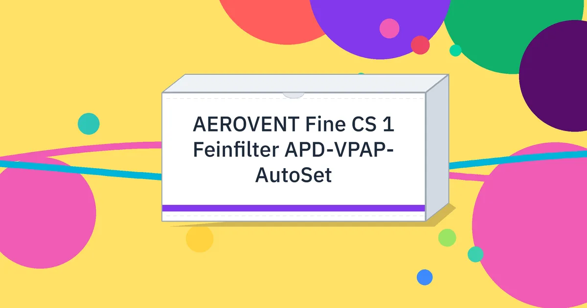 Symbolbild: Packung mit der Aufschrift AEROVENT Fine CS 1 Feinfilter APD-VPAP-AutoSet (PZN 01076838) – Verfügbarkeit und Bezug in Apotheken in Frankfurt am Main