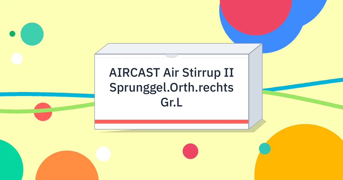 Symbolbild: Packung mit der Aufschrift AIRCAST Air Stirrup II Sprunggel.Orth.rechts Gr.L (PZN 14199761) – Verfügbarkeit und Bezug in Apotheken in Frankfurt am Main