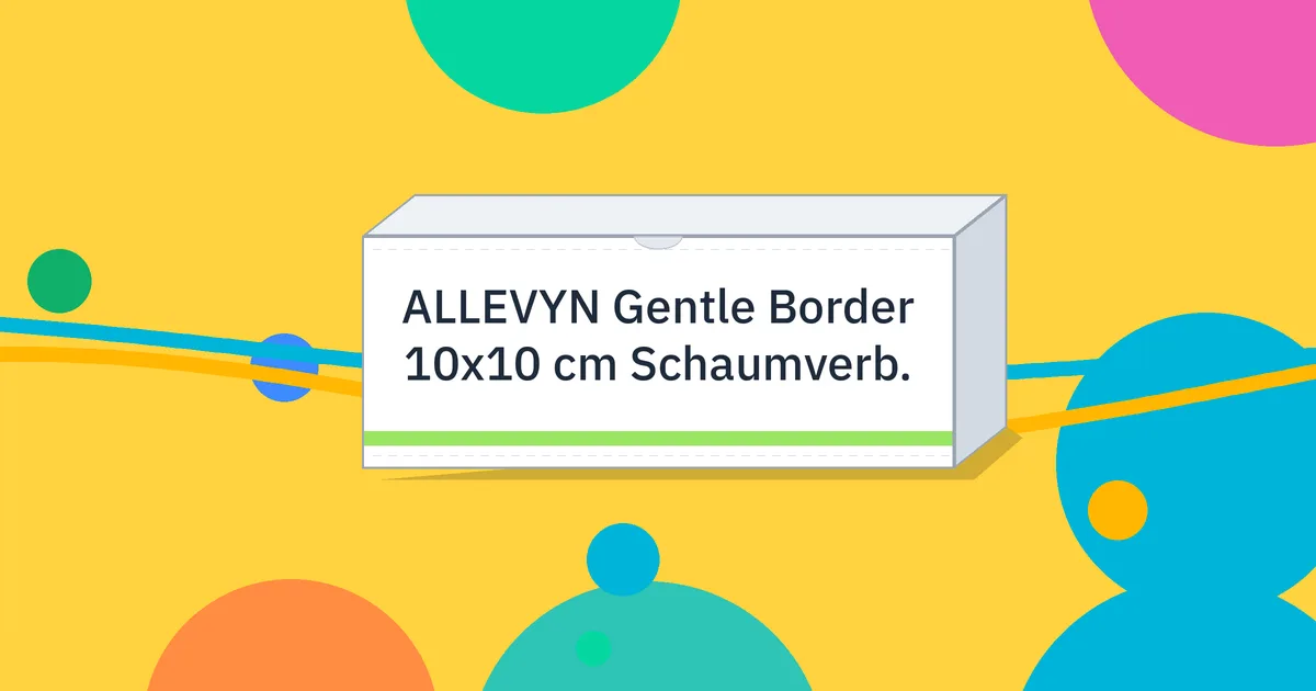 Symbolbild: Packung mit der Aufschrift ALLEVYN Gentle Border 10x10 cm Schaumverb. (PZN 17830817) – Verfügbarkeit und Bezug in Apotheken in Frankfurt am Main