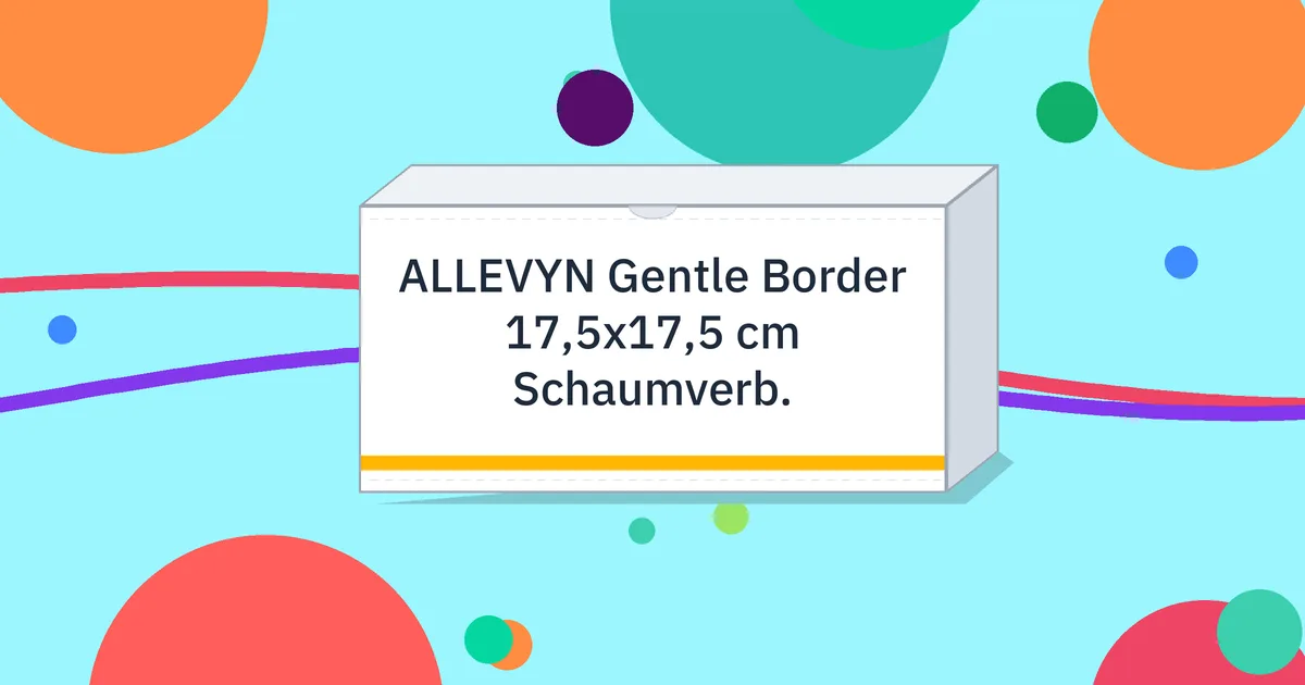 Symbolbild: Packung mit der Aufschrift ALLEVYN Gentle Border 17,5x17,5 cm Schaumverb. (PZN 10274885) – Verfügbarkeit und Bezug in Apotheken in Frankfurt am Main