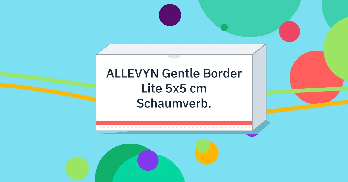 Symbolbild: Packung mit der Aufschrift ALLEVYN Gentle Border Lite 5x5 cm Schaumverb. (PZN 16164382) – Verfügbarkeit und Bezug in Apotheken in Frankfurt am Main