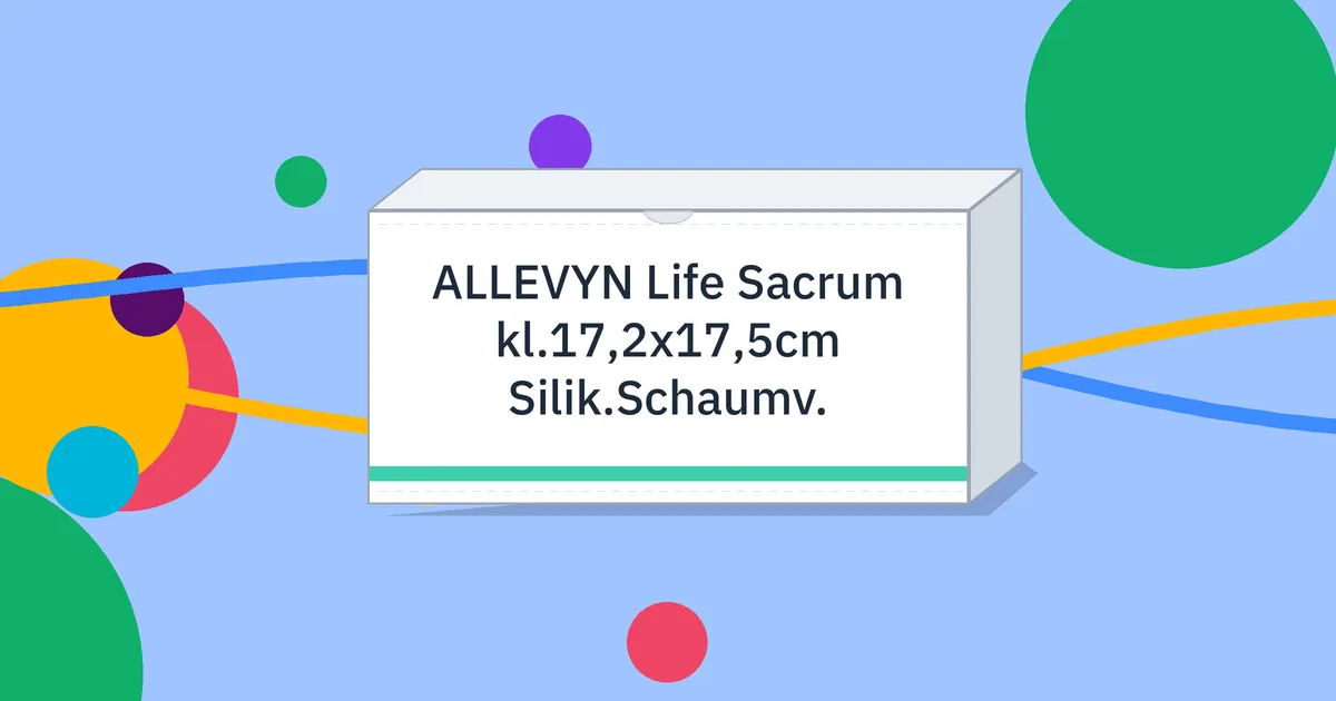 Symbolbild: Packung mit der Aufschrift ALLEVYN Life Sacrum kl.17,2x17,5cm Silik.Schaumv. (PZN 15403695) – Verfügbarkeit und Bezug in Apotheken in Frankfurt am Main