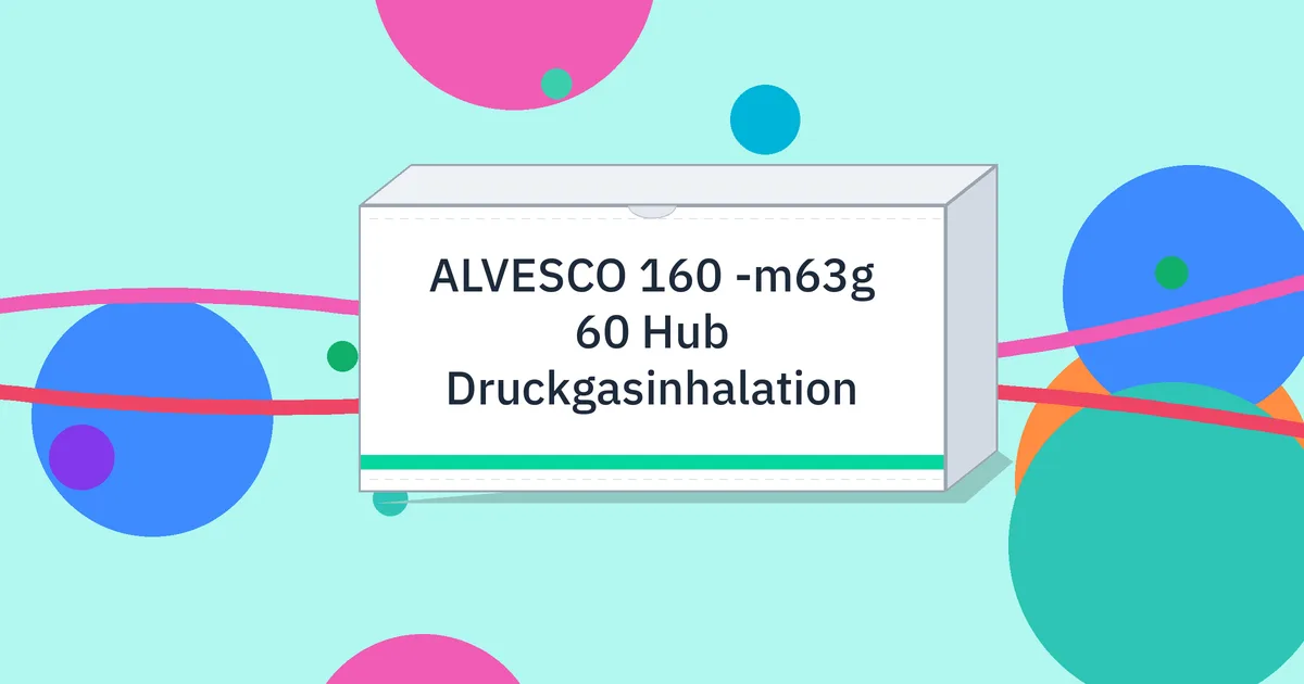 Symbolbild: Packung mit der Aufschrift ALVESCO 160 -m63g 60 Hub Druckgasinhalation (PZN 02787033) – Verfügbarkeit und Bezug in Apotheken in Frankfurt am Main
