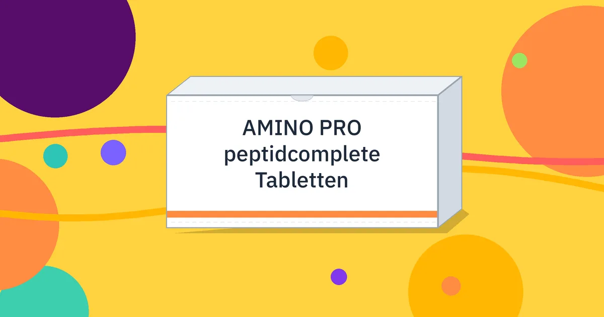 Symbolbild: Packung mit der Aufschrift AMINO PRO peptidcomplete Tabletten (PZN 16393792) – Verfügbarkeit und Bezug in Apotheken in Frankfurt am Main