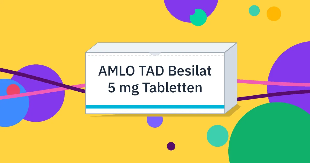 Symbolbild: Packung mit der Aufschrift AMLO TAD Besilat 5 mg Tabletten (PZN 06970142) – Verfügbarkeit und Bezug in Apotheken in Frankfurt am Main