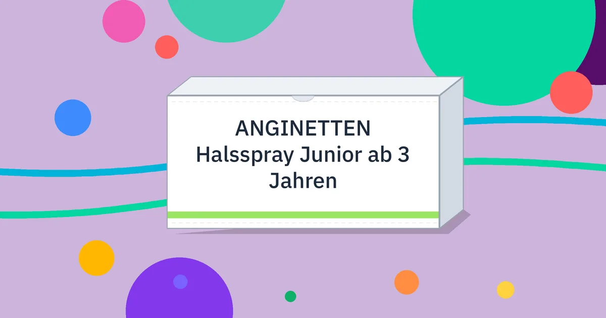 Symbolbild: Packung mit der Aufschrift ANGINETTEN Halsspray Junior ab 3 Jahren (PZN 18878588) – Verfügbarkeit und Bezug in Apotheken in Frankfurt am Main