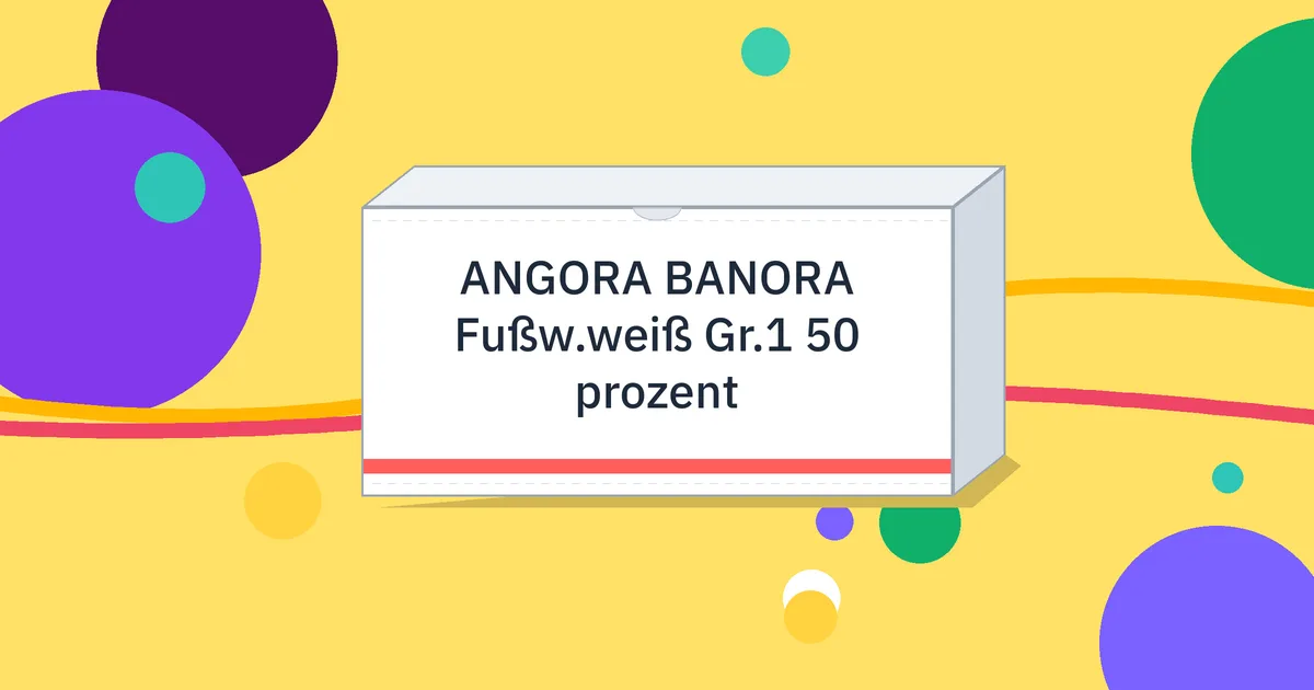 Symbolbild: Packung mit der Aufschrift ANGORA BANORA Fußw.weiß Gr.1 50 prozent (PZN 03823328) – Verfügbarkeit und Bezug in Apotheken in Frankfurt am Main
