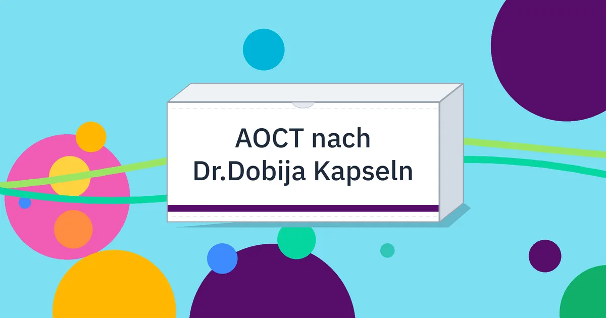 Symbolbild: Packung mit der Aufschrift AOCT nach Dr.Dobija Kapseln (PZN 19457742) – Verfügbarkeit und Bezug in Apotheken in Frankfurt am Main