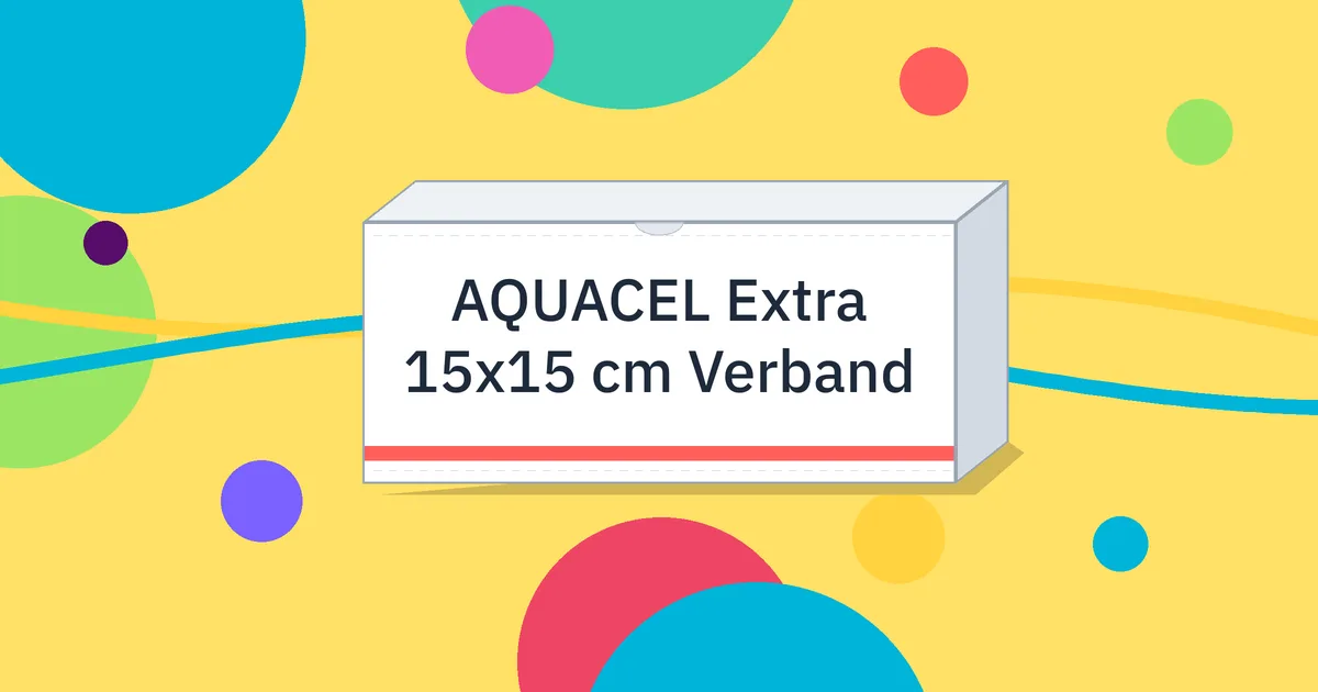 Symbolbild: Packung mit der Aufschrift AQUACEL Extra 15x15 cm Verband (PZN 17413976) – Verfügbarkeit und Bezug in Apotheken in Frankfurt am Main