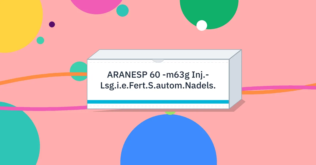 Symbolbild: Packung mit der Aufschrift ARANESP 60 -m63g Inj.-Lsg.i.e.Fert.S.autom.Nadels. (PZN 07645935) – Verfügbarkeit und Bezug in Apotheken in Frankfurt am Main