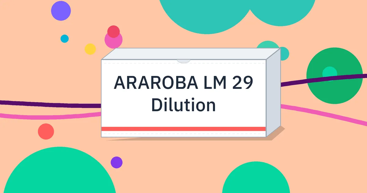 Symbolbild: Packung mit der Aufschrift ARAROBA LM 29 Dilution (PZN 13386053) – Verfügbarkeit und Bezug in Apotheken in Frankfurt am Main