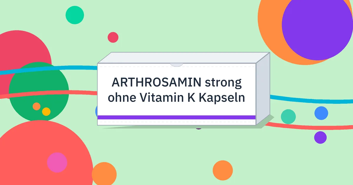 Symbolbild: Packung mit der Aufschrift ARTHROSAMIN strong ohne Vitamin K Kapseln (PZN 13513540) – Verfügbarkeit und Bezug in Apotheken in Frankfurt am Main