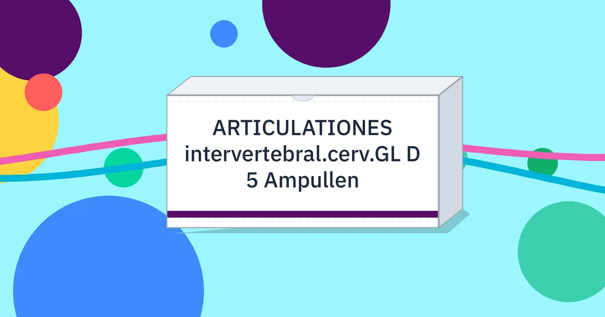 Symbolbild: Packung mit der Aufschrift ARTICULATIONES intervertebral.cerv.GL D 5 Ampullen (PZN 02906733) – Verfügbarkeit und Bezug in Apotheken in Frankfurt am Main