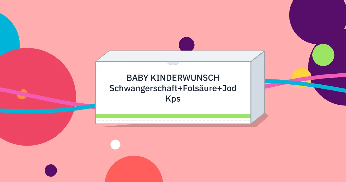 Symbolbild: Packung mit der Aufschrift BABY KINDERWUNSCH Schwangerschaft+Folsäure+Jod Kps (PZN 19213046) – Verfügbarkeit und Bezug in Apotheken in Frankfurt am Main