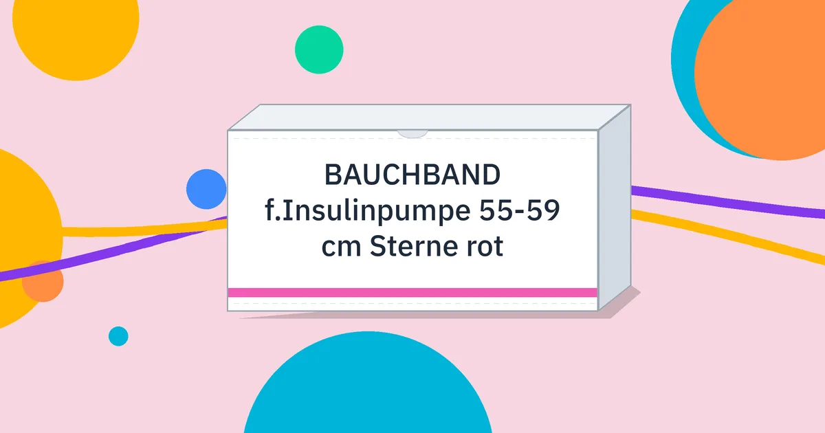 Symbolbild: Packung mit der Aufschrift BAUCHBAND f.Insulinpumpe 55-59 cm Sterne rot (PZN 16510246) – Verfügbarkeit und Bezug in Apotheken in Frankfurt am Main