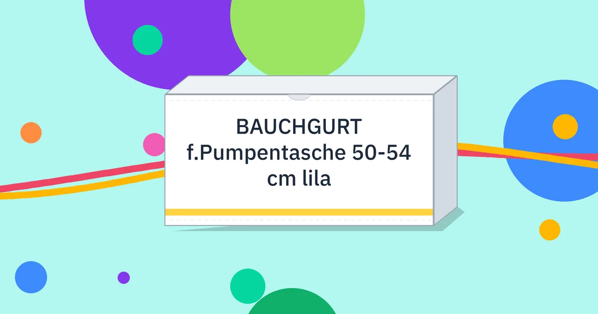 Symbolbild: Packung mit der Aufschrift BAUCHGURT f.Pumpentasche 50-54 cm lila (PZN 11552487) – Verfügbarkeit und Bezug in Apotheken in Frankfurt am Main