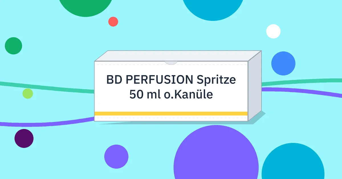 Symbolbild: Packung mit der Aufschrift BD PERFUSION Spritze 50 ml o.Kanüle (PZN 07657559) – Verfügbarkeit und Bezug in Apotheken in Frankfurt am Main