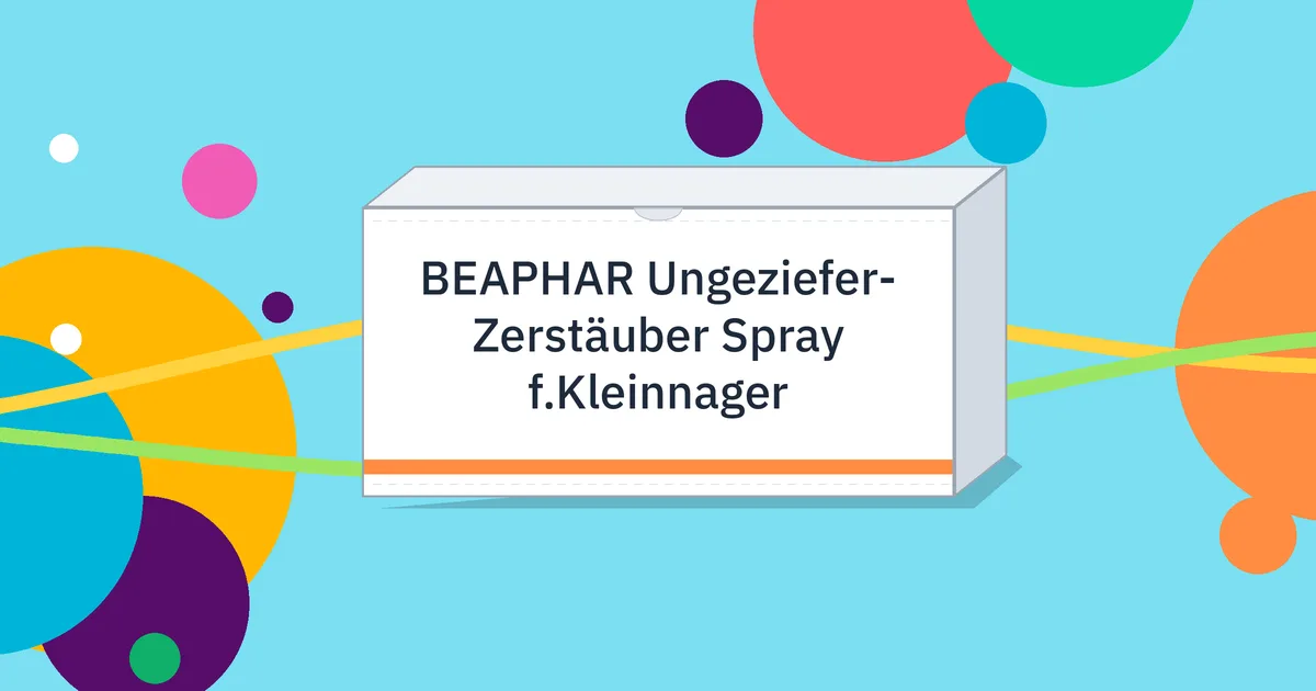 Symbolbild: Packung mit der Aufschrift BEAPHAR Ungeziefer-Zerstäuber Spray f.Kleinnager (PZN 16195980) – Verfügbarkeit und Bezug in Apotheken in Frankfurt am Main
