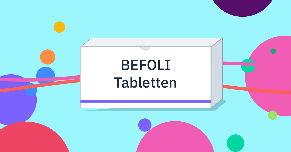 Symbolbild: Packung mit der Aufschrift BEFOLI Tabletten (PZN 11566130) – Verfügbarkeit und Bezug in Apotheken in Frankfurt am Main