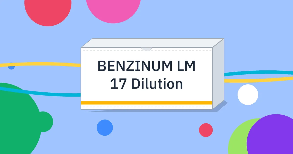 Symbolbild: Packung mit der Aufschrift BENZINUM LM 17 Dilution (PZN 12792070) – Verfügbarkeit und Bezug in Apotheken in Frankfurt am Main