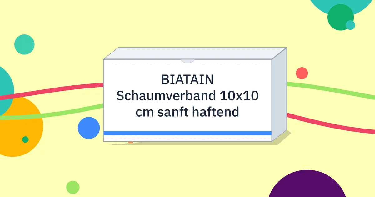 Symbolbild: Packung mit der Aufschrift BIATAIN Schaumverband 10x10 cm sanft haftend (PZN 01848057) – Verfügbarkeit und Bezug in Apotheken in Frankfurt am Main
