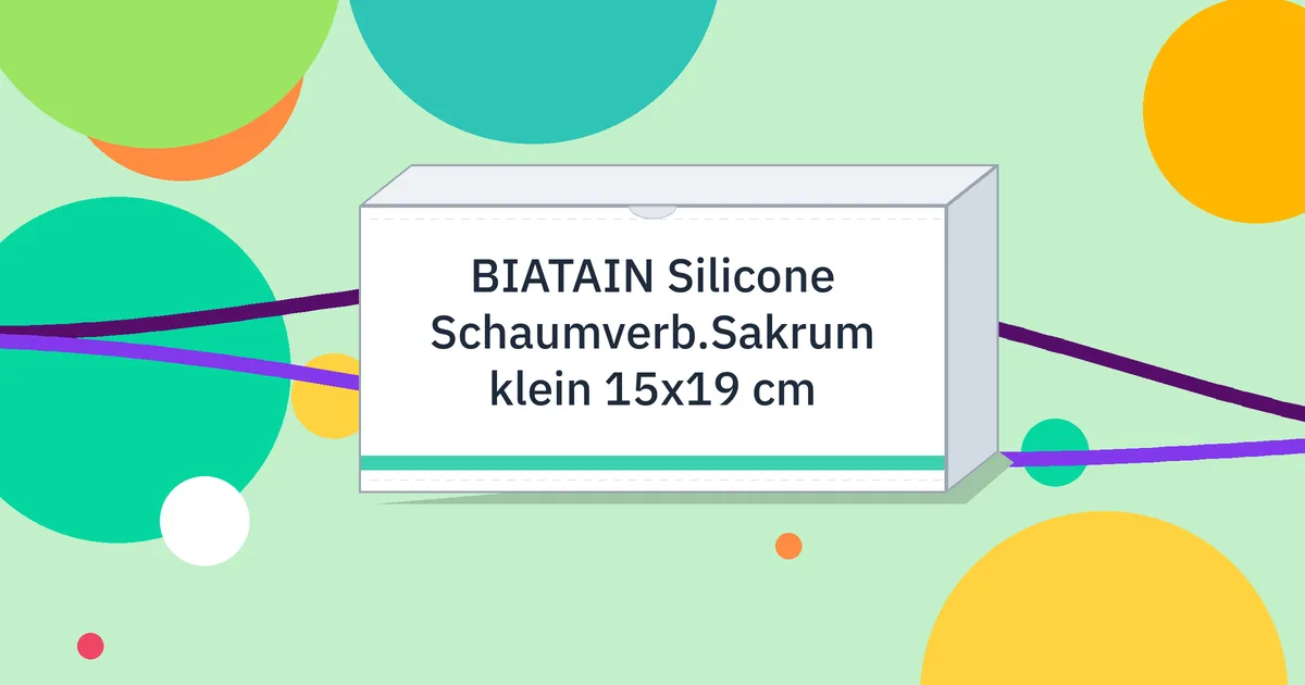 Symbolbild: Packung mit der Aufschrift BIATAIN Silicone Schaumverb.Sakrum klein 15x19 cm (PZN 16203047) – Verfügbarkeit und Bezug in Apotheken in Frankfurt am Main