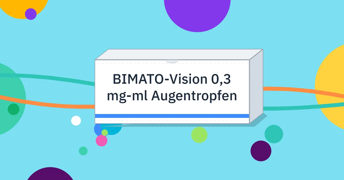 Symbolbild: Packung mit der Aufschrift BIMATO-Vision 0,3 mg-ml Augentropfen (PZN 12453617) – Verfügbarkeit und Bezug in Apotheken in Frankfurt am Main