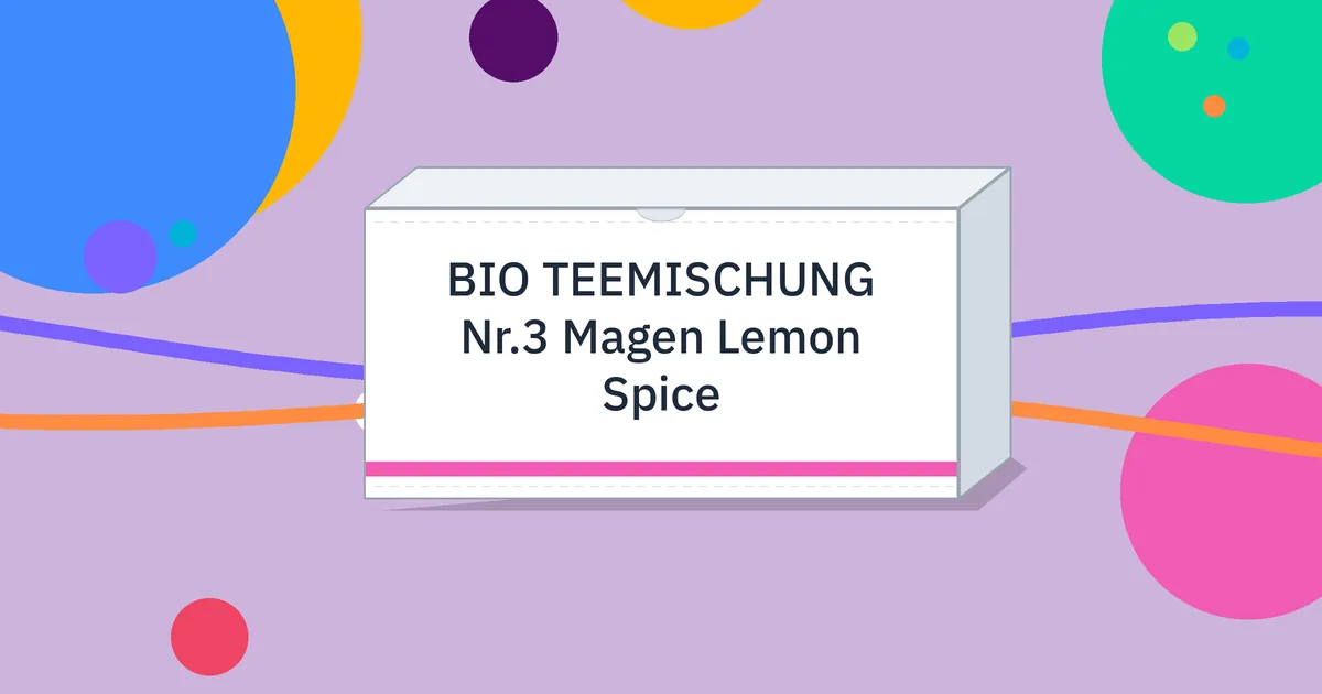 Symbolbild: Packung mit der Aufschrift BIO TEEMISCHUNG Nr.3 Magen Lemon Spice (PZN 19365827) – Verfügbarkeit und Bezug in Apotheken in Frankfurt am Main