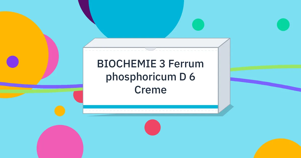 Symbolbild: Packung mit der Aufschrift BIOCHEMIE 3 Ferrum phosphoricum D 6 Creme (PZN 04535206) – Verfügbarkeit und Bezug in Apotheken in Frankfurt am Main