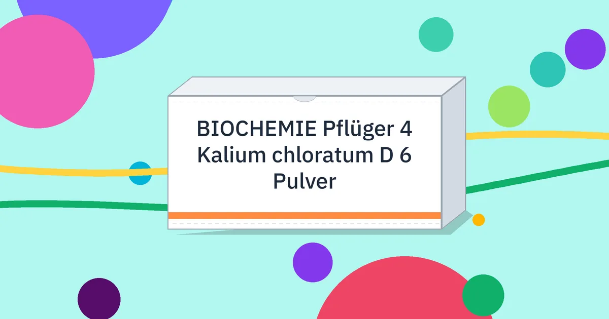 Symbolbild: Packung mit der Aufschrift BIOCHEMIE Pflüger 4 Kalium chloratum D 6 Pulver (PZN 16522462) – Verfügbarkeit und Bezug in Apotheken in Frankfurt am Main