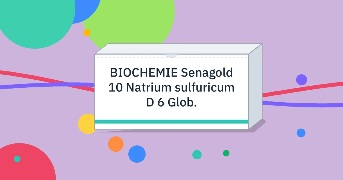 Symbolbild: Packung mit der Aufschrift BIOCHEMIE Senagold 10 Natrium sulfuricum D 6 Glob. (PZN 06827746) – Verfügbarkeit und Bezug in Apotheken in Frankfurt am Main
