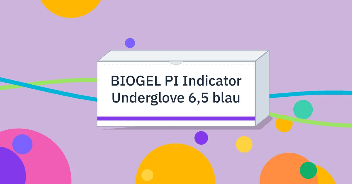 Symbolbild: Packung mit der Aufschrift BIOGEL PI Indicator Underglove 6,5 blau (PZN 04702064) – Verfügbarkeit und Bezug in Apotheken in Frankfurt am Main
