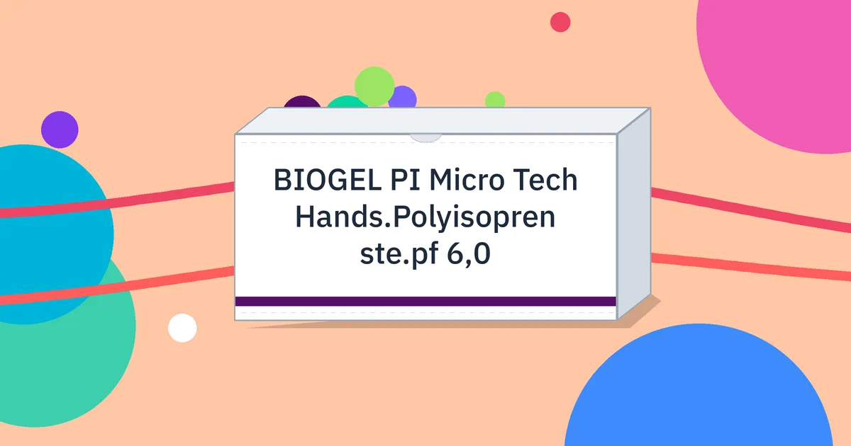 Symbolbild: Packung mit der Aufschrift BIOGEL PI Micro Tech Hands.Polyisopren ste.pf 6,0 (PZN 20866813) – Verfügbarkeit und Bezug in Apotheken in Frankfurt am Main