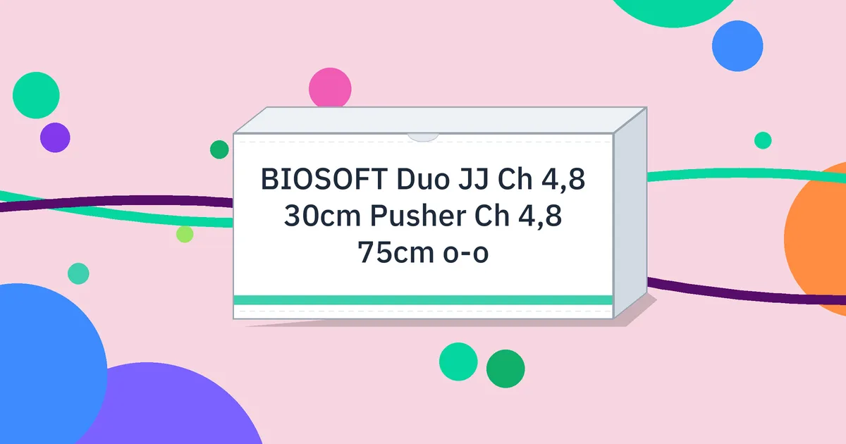 Symbolbild: Packung mit der Aufschrift BIOSOFT Duo JJ Ch 4,8 30cm Pusher Ch 4,8 75cm o-o (PZN 19672334) – Verfügbarkeit und Bezug in Apotheken in Frankfurt am Main