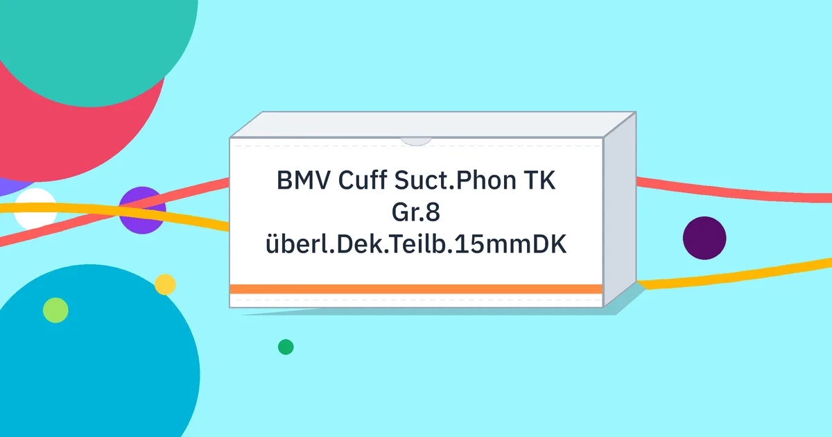 Symbolbild: Packung mit der Aufschrift BMV Cuff Suct.Phon TK Gr.8 überl.Dek.Teilb.15mmDK (PZN 19102358) – Verfügbarkeit und Bezug in Apotheken in Frankfurt am Main