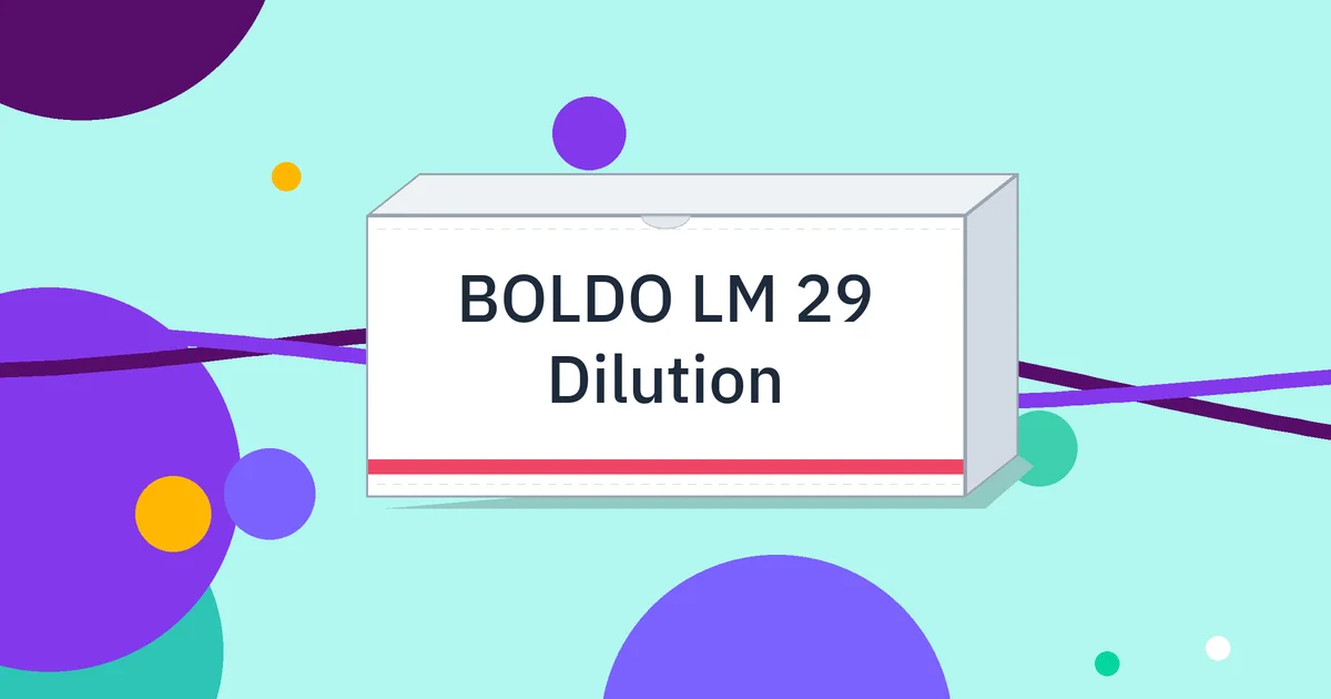 Symbolbild: Packung mit der Aufschrift BOLDO LM 29 Dilution (PZN 13390770) – Verfügbarkeit und Bezug in Apotheken in Frankfurt am Main