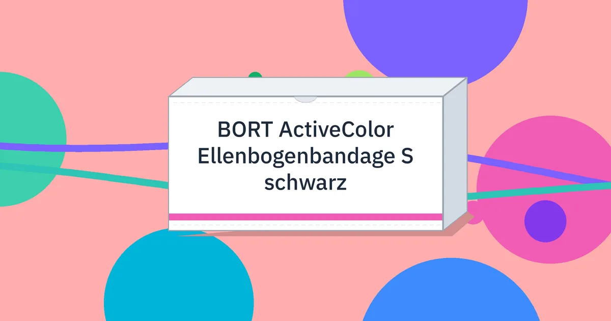 Symbolbild: Packung mit der Aufschrift BORT ActiveColor Ellenbogenbandage S schwarz (PZN 06914534) – Verfügbarkeit und Bezug in Apotheken in Frankfurt am Main