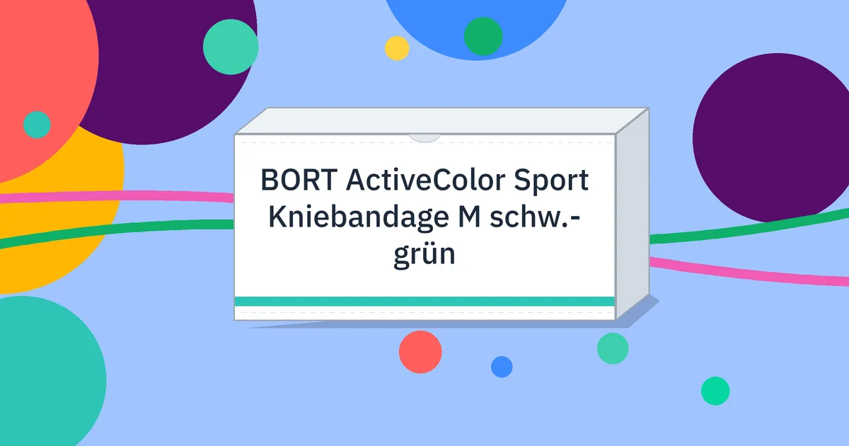 Symbolbild: Packung mit der Aufschrift BORT ActiveColor Sport Kniebandage M schw.-grün (PZN 12573793) – Verfügbarkeit und Bezug in Apotheken in Frankfurt am Main