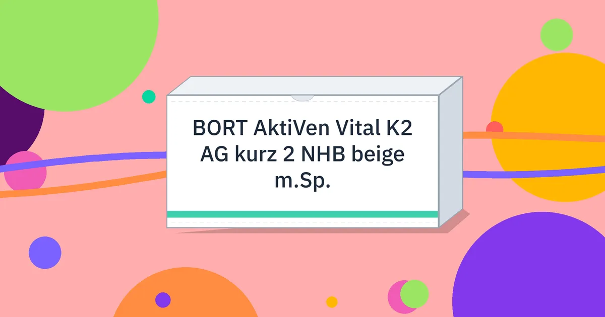 Symbolbild: Packung mit der Aufschrift BORT AktiVen Vital K2 AG kurz 2 NHB beige m.Sp. (PZN 13731811) – Verfügbarkeit und Bezug in Apotheken in Frankfurt am Main