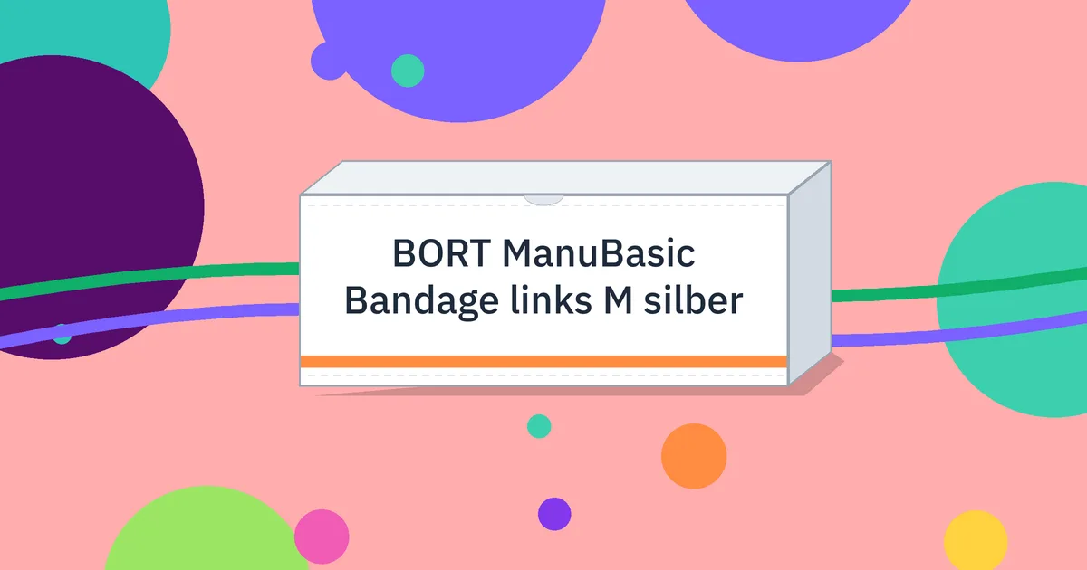 Symbolbild: Packung mit der Aufschrift BORT ManuBasic Bandage links M silber (PZN 07670123) – Verfügbarkeit und Bezug in Apotheken in Frankfurt am Main