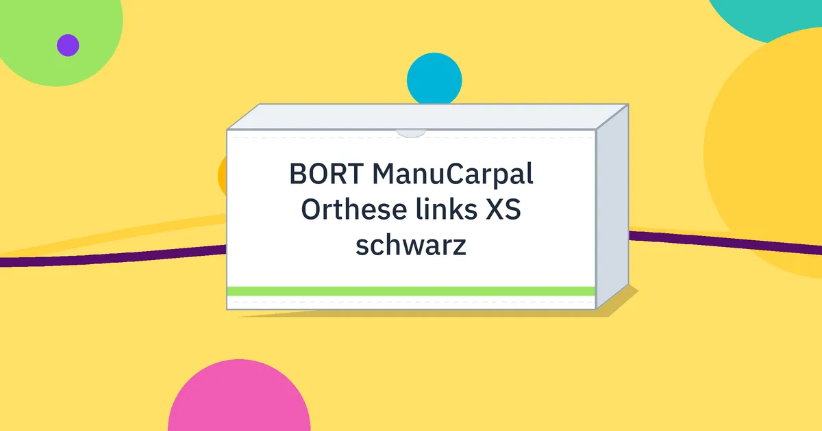 Symbolbild: Packung mit der Aufschrift BORT ManuCarpal Orthese links XS schwarz (PZN 06156513) – Verfügbarkeit und Bezug in Apotheken in Frankfurt am Main