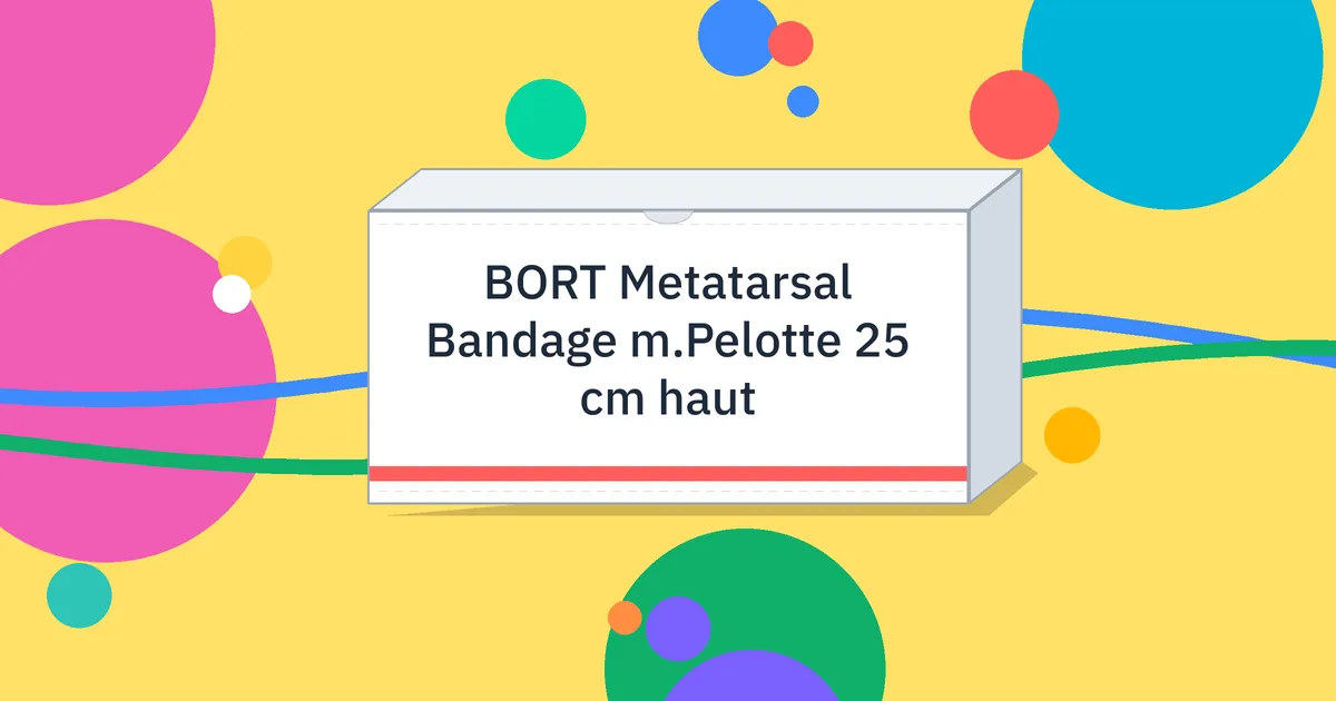 Symbolbild: Packung mit der Aufschrift BORT Metatarsal Bandage m.Pelotte 25 cm haut (PZN 03267241) – Verfügbarkeit und Bezug in Apotheken in Frankfurt am Main