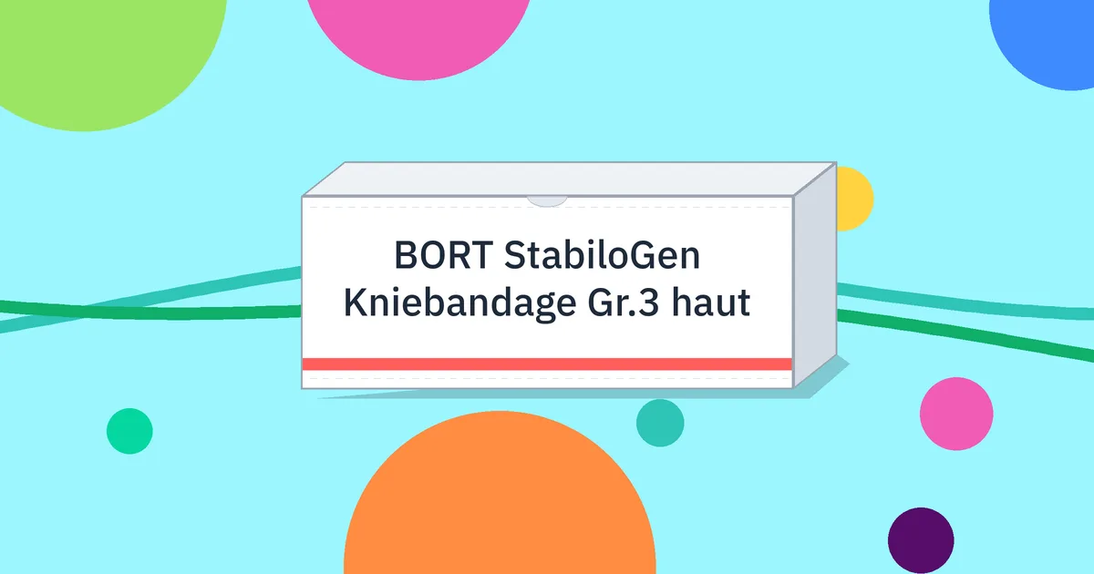 Symbolbild: Packung mit der Aufschrift BORT StabiloGen Kniebandage Gr.3 haut (PZN 16846466) – Verfügbarkeit und Bezug in Apotheken in Frankfurt am Main