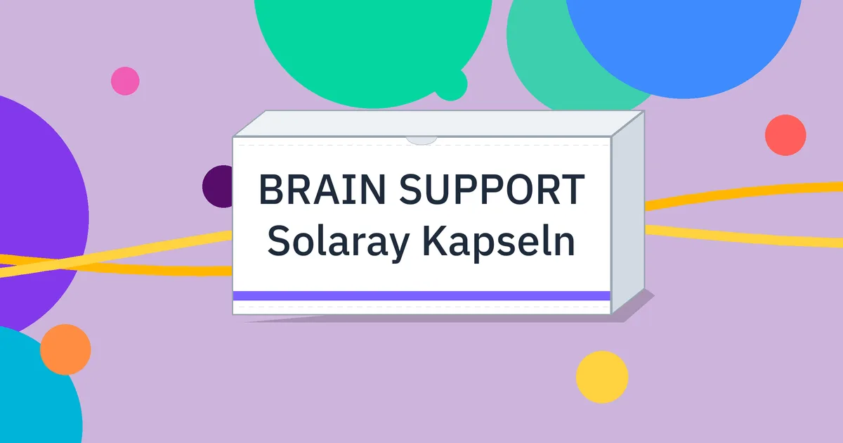 Symbolbild: Packung mit der Aufschrift BRAIN SUPPORT Solaray Kapseln (PZN 18726660) – Verfügbarkeit und Bezug in Apotheken in Frankfurt am Main