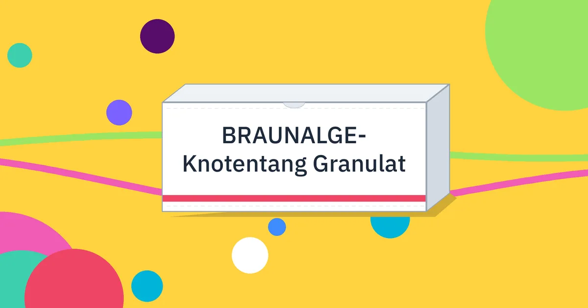 Symbolbild: Packung mit der Aufschrift BRAUNALGE-Knotentang Granulat (PZN 15242312) – Verfügbarkeit und Bezug in Apotheken in Frankfurt am Main