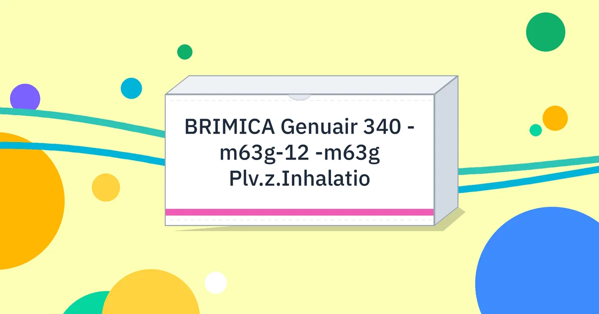 Symbolbild: Packung mit der Aufschrift BRIMICA Genuair 340 -m63g-12 -m63g Plv.z.Inhalatio (PZN 16032462) – Verfügbarkeit und Bezug in Apotheken in Frankfurt am Main